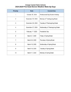Orange County Public Schools Calendar 2025-2026 [Virginia]