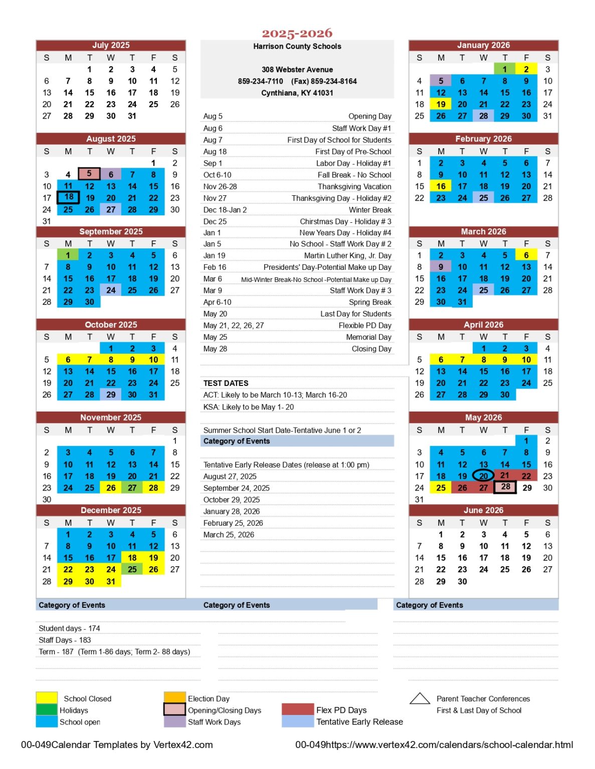 Harrison County Schools Calendar 2026-2027 [Academic Year]