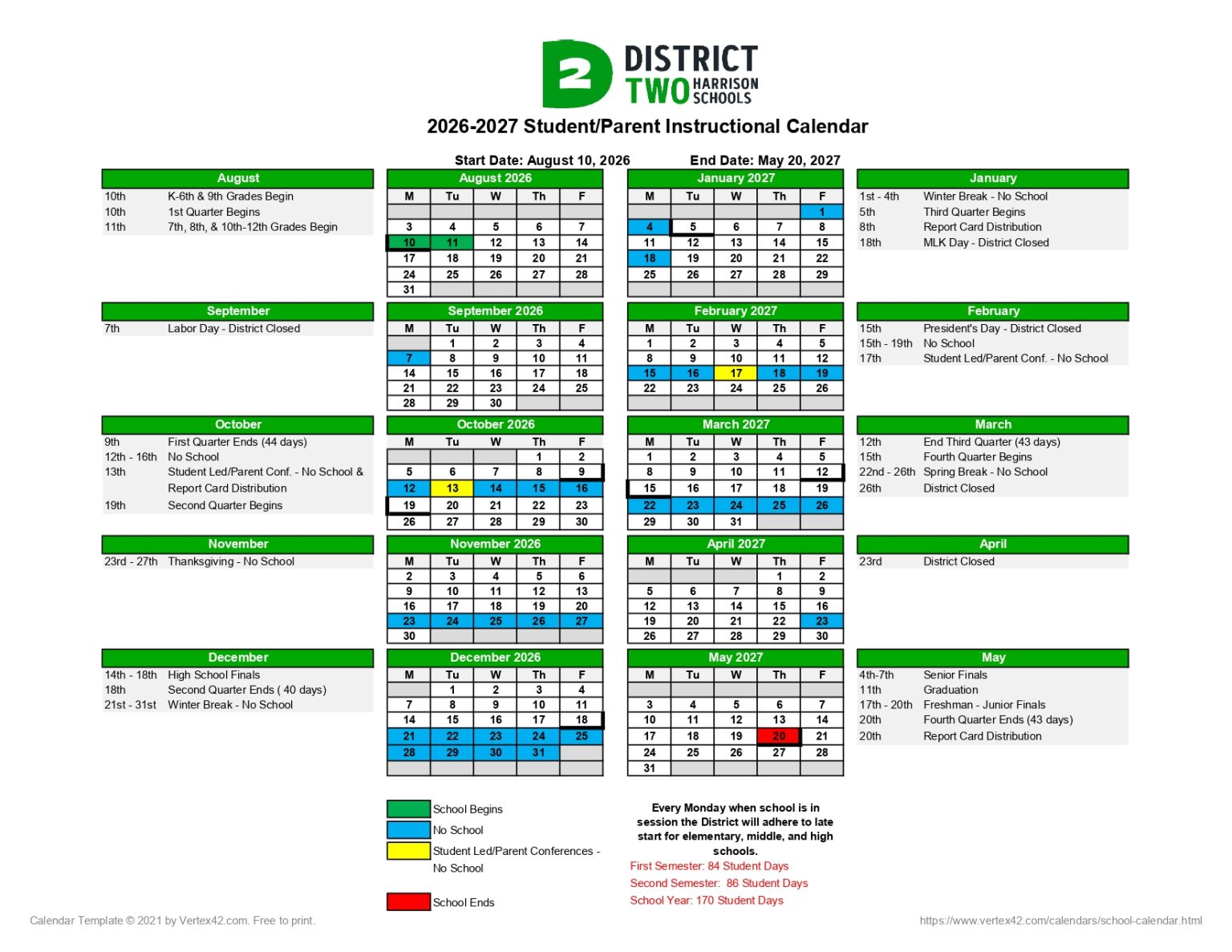 Harrison County Schools Calendar 2026-2027 [Academic Year]