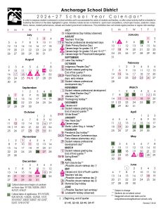 Anchorage School District Calendar 2026-2027 [Academic Year]