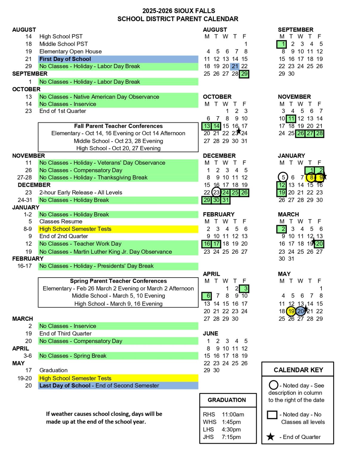Sioux Falls School District Calendar 2026 - School District Calendar