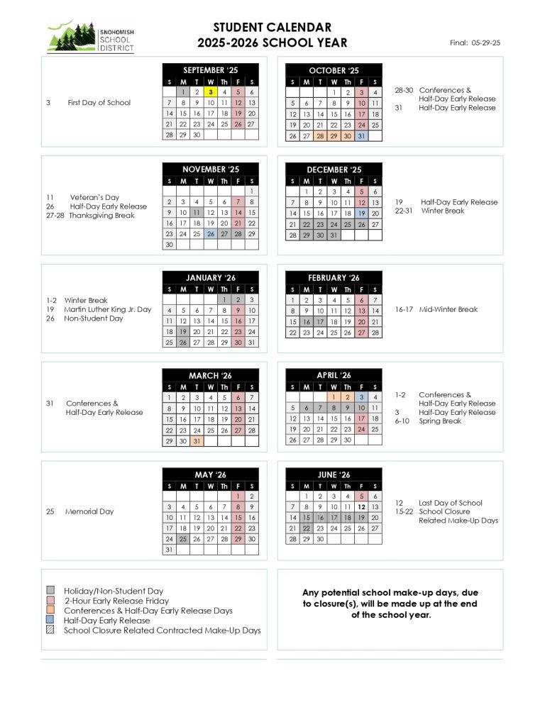Snohomish Public Schools Calendar 2026-2027 [District Year]