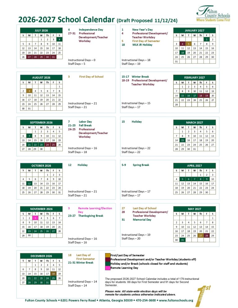Fulton County Schools Calendar 2026-2027 [PDF]