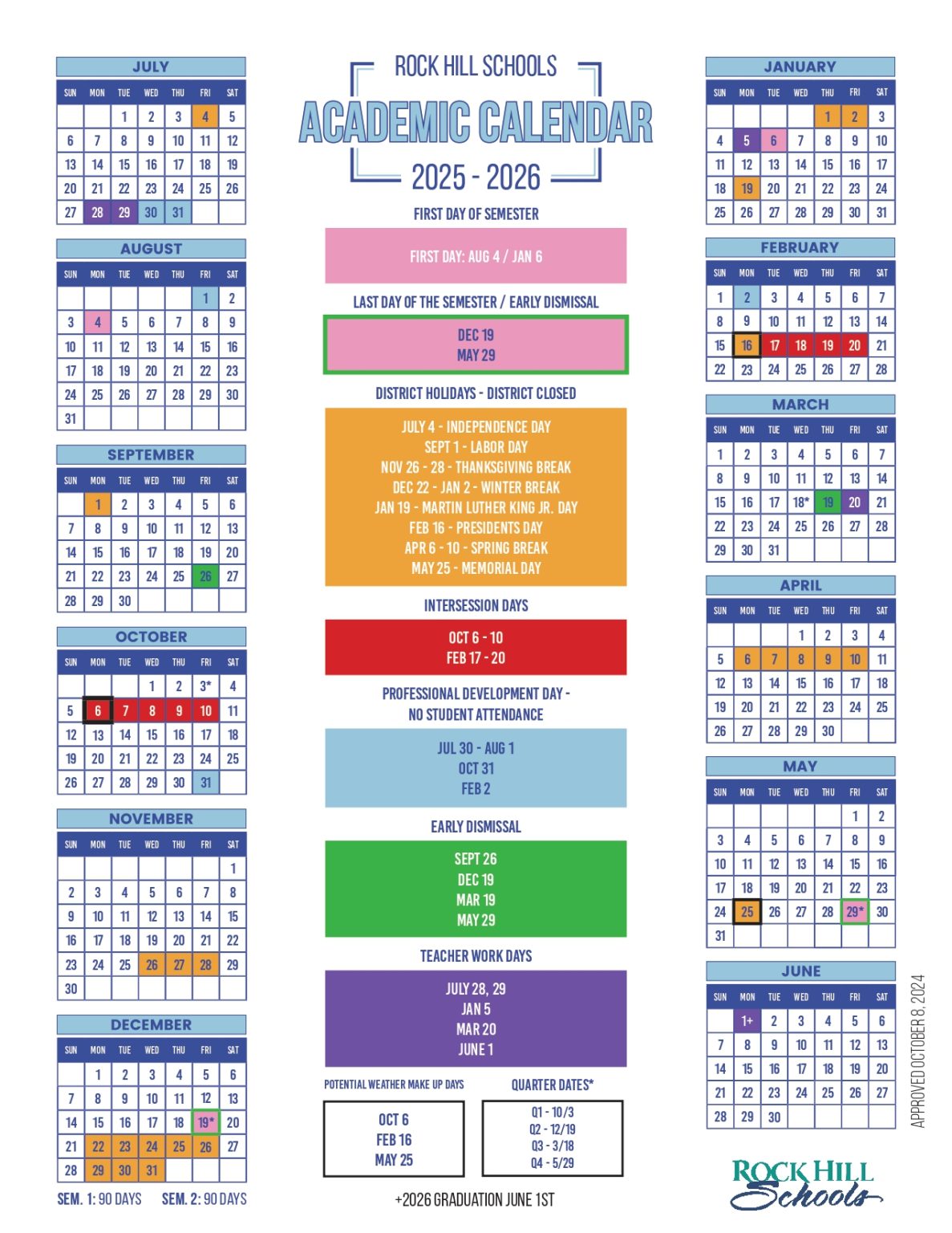 Rock Hill Schools Calendar 2026-2027 [RHS School]