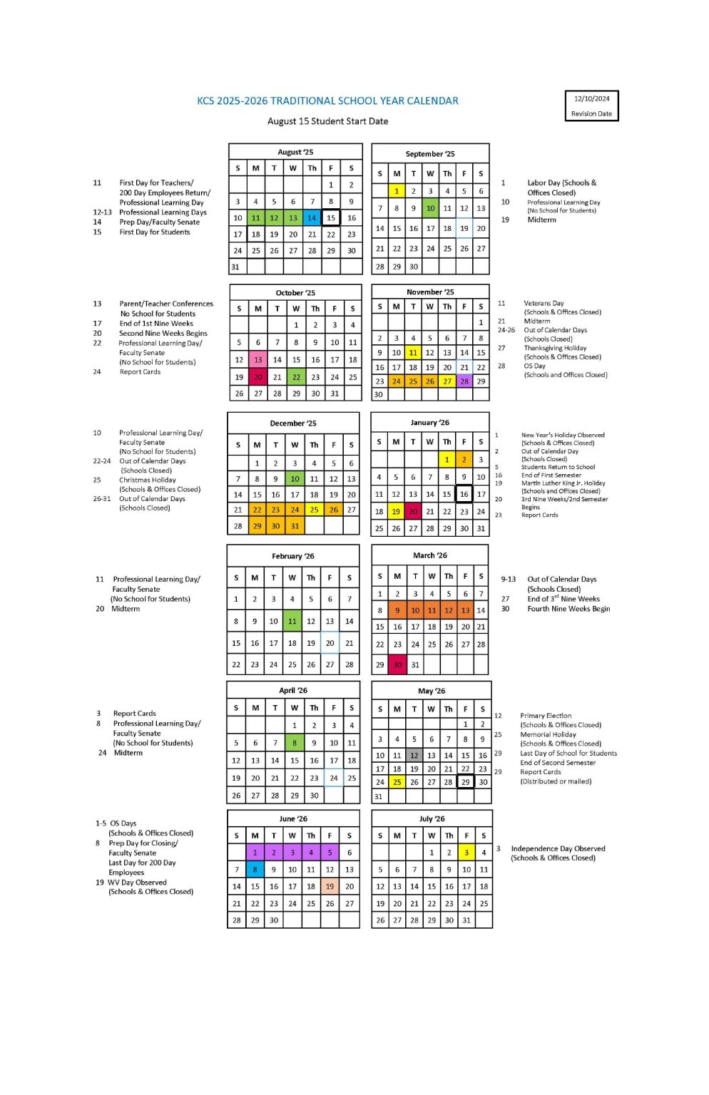 Kanawha County Schools Calendar 2026 - School District Calendar