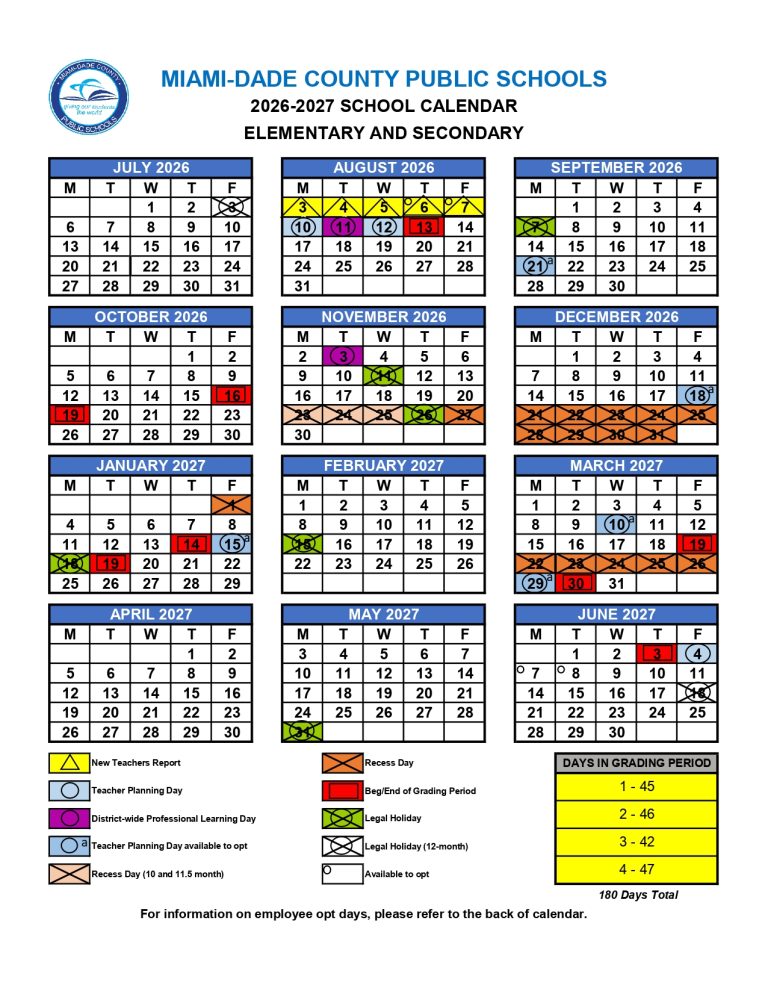 Miami-Dade County Public Schools Calendar 2026-2027