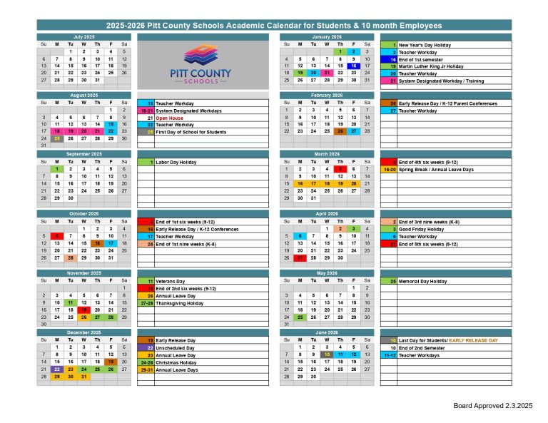 Pitt County Schools Calendar 2026-2027 [Academic Year]