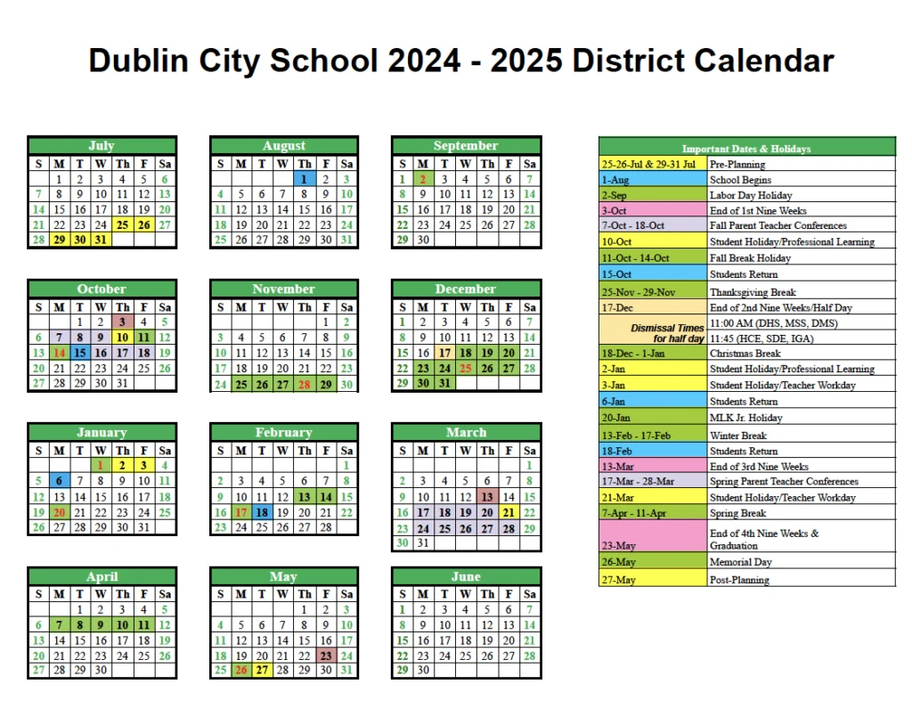 Dublin City Schools Calendar 2025 2026 High Schools 