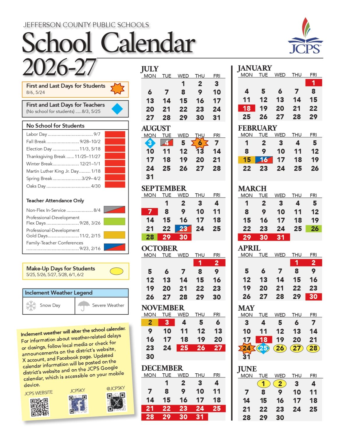 Jefferson County Public Schools Calendar 2026-2027 [PDF]
