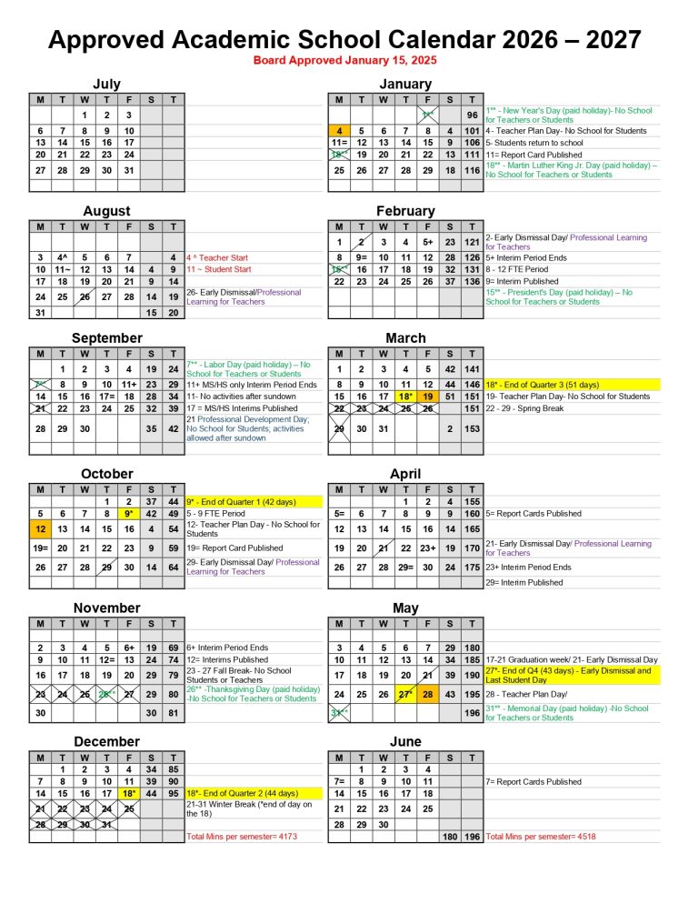 Collier County Schools Calendar 2026-2027 [Academic Year]