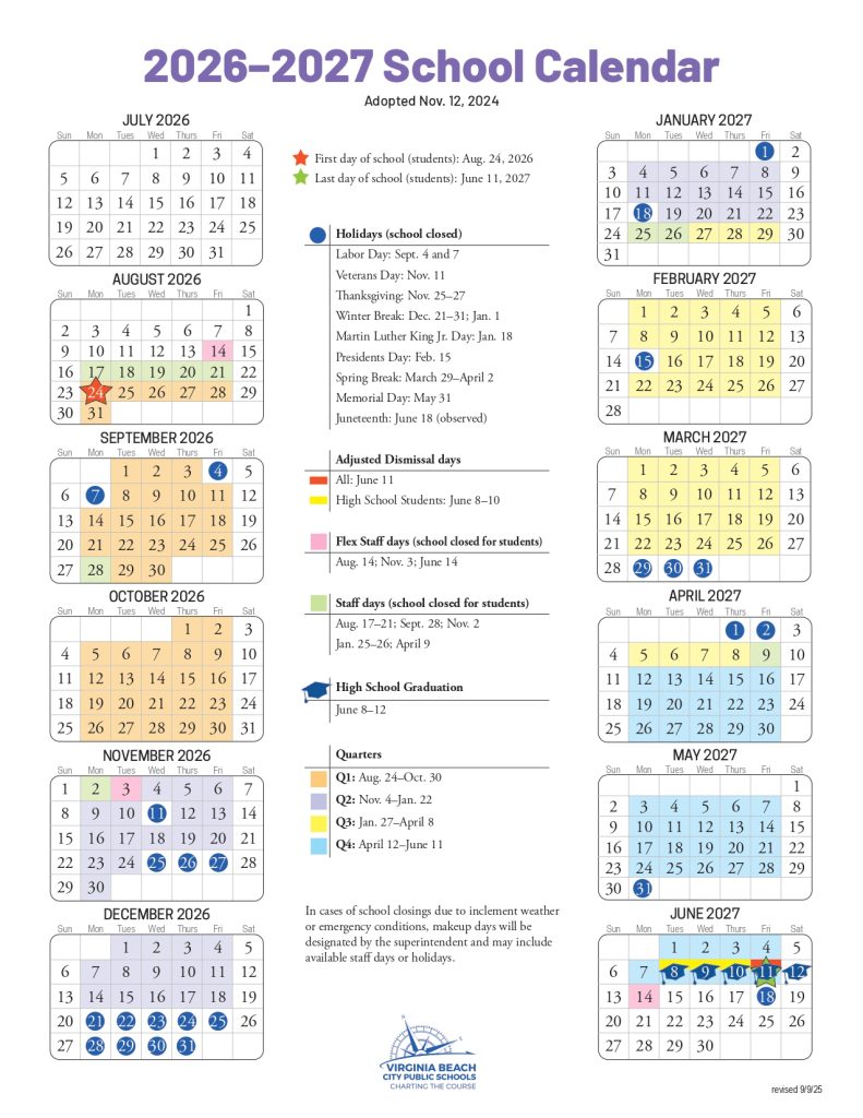Virginia Beach City Public Schools Calendar 2026-2027 [PDF]
