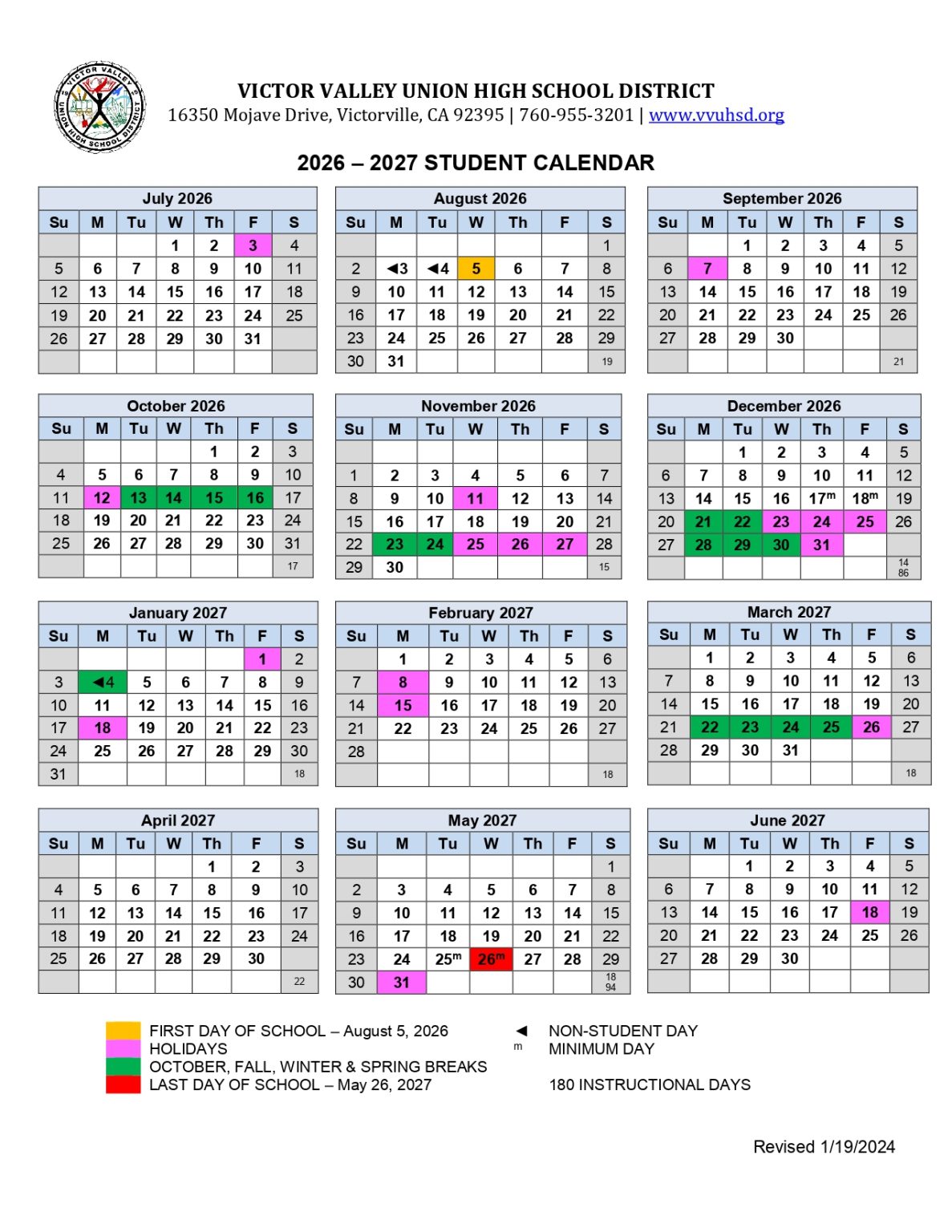 Victor Central School District Calendar 2026-2027 [PDF]