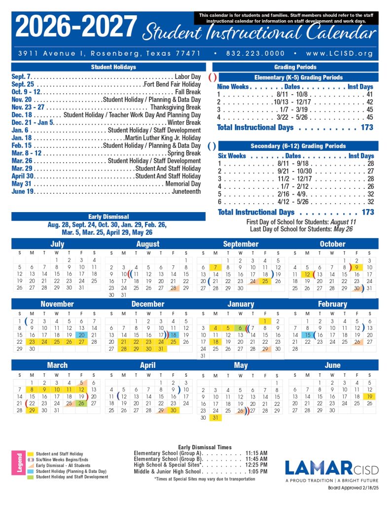Hernando County Schools Calendar 2026-2027 [Public Schools]
